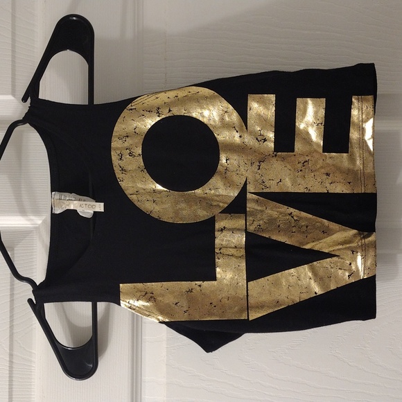 K Too | Tops | Ktoo Distressed Gold Love Crop Top | Poshmark